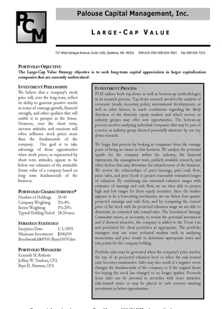Large Cap Value Strategy - Palouse Capital Management