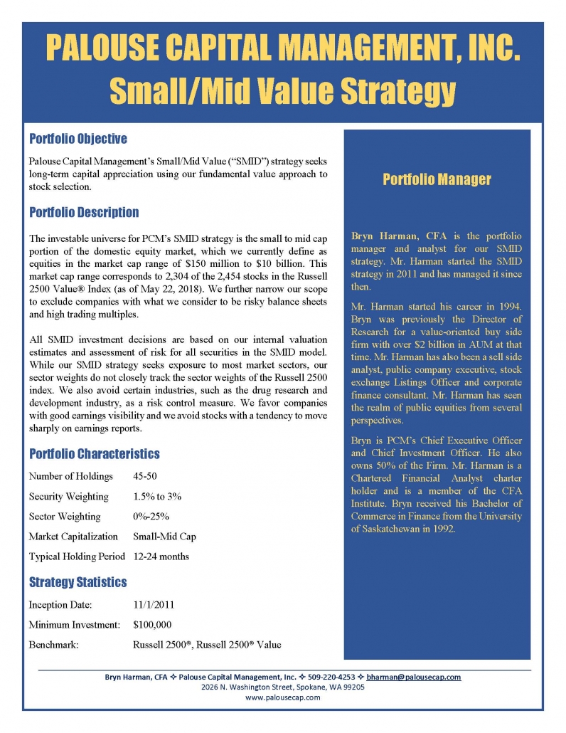 Small/Mid Value Strategy - Palouse Capital Management